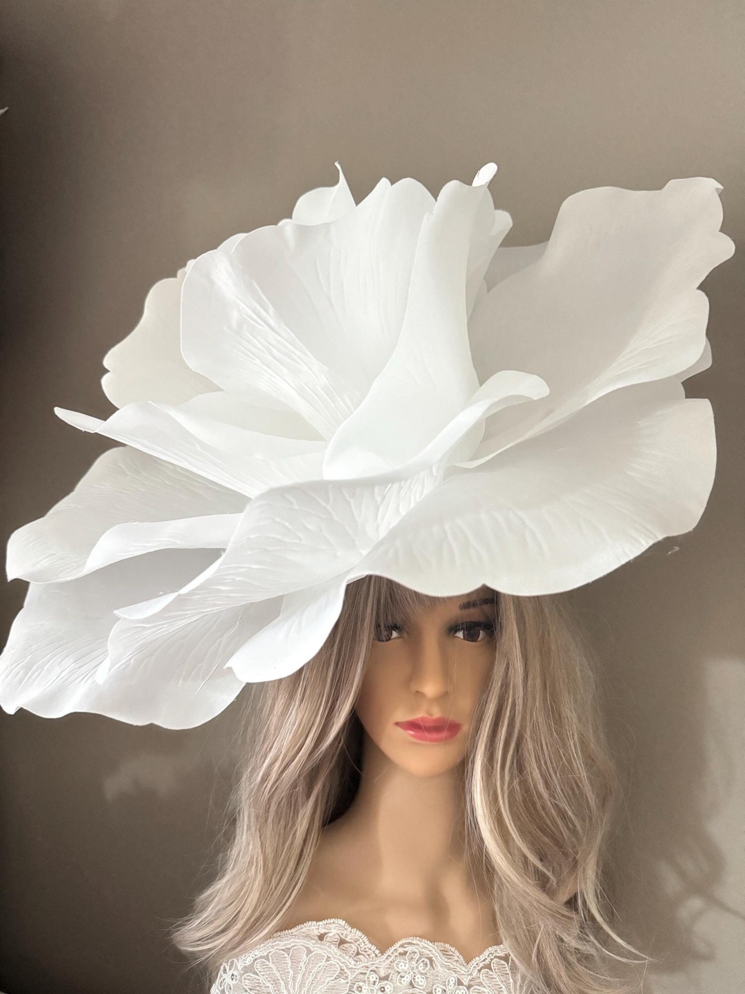 Oversize White Rose Flower Fascinator Giant White Flower Fascinator ...
