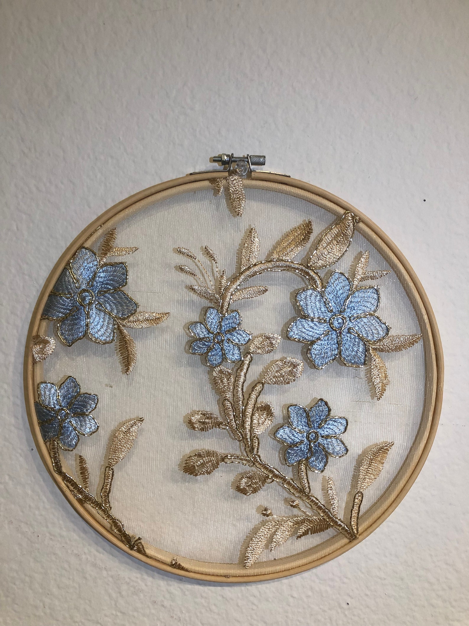 Blue Floral Embroidery Hoop Wall Art, Nursery Decor - Etsy