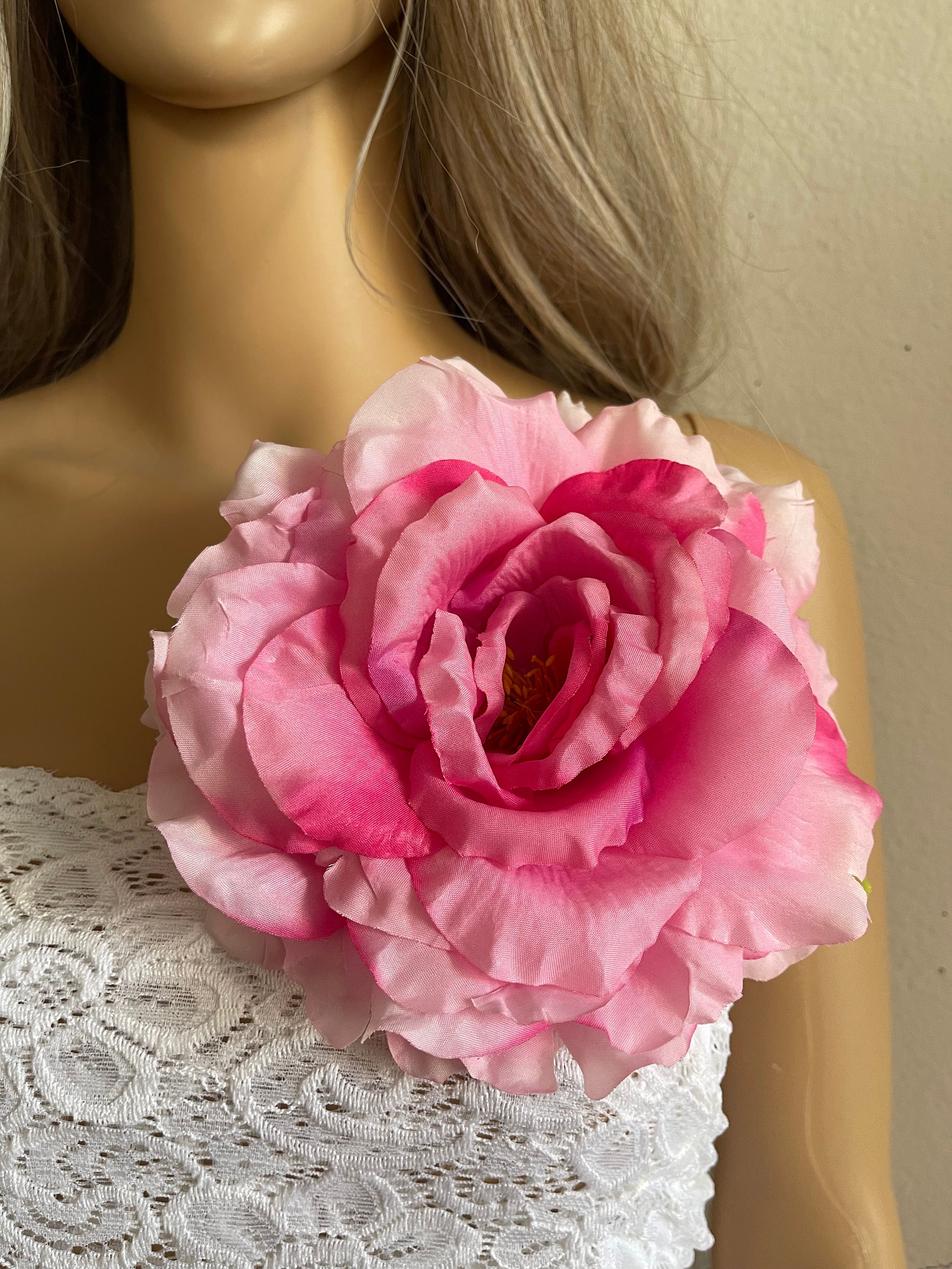 Large Pink Rose Flower Brooch Pin Jumpsuit Flower Brooch Pin Shoulder ...