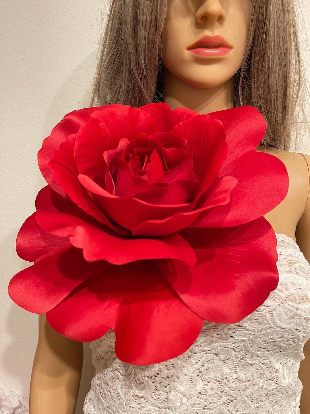 Big Red Rose Flower Brooch Pin Oversized Flower Brooch Women’s Large ...