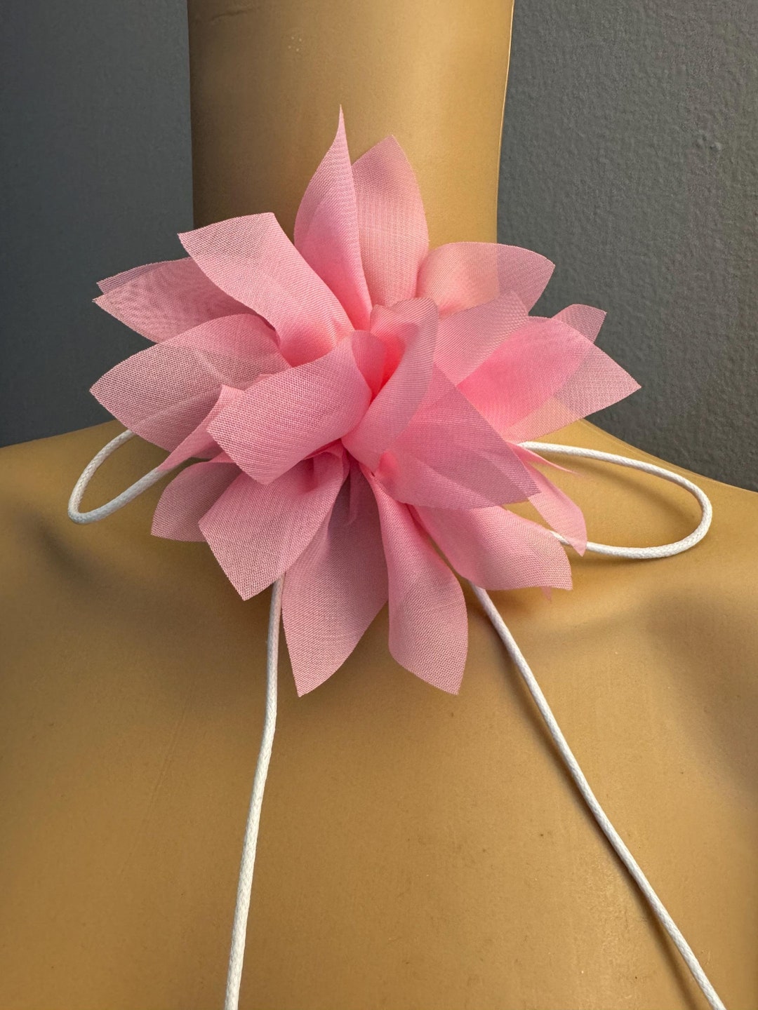 Pink Flower Choker Necklace for Women’s Flower Choker Tie Flower Neck ...