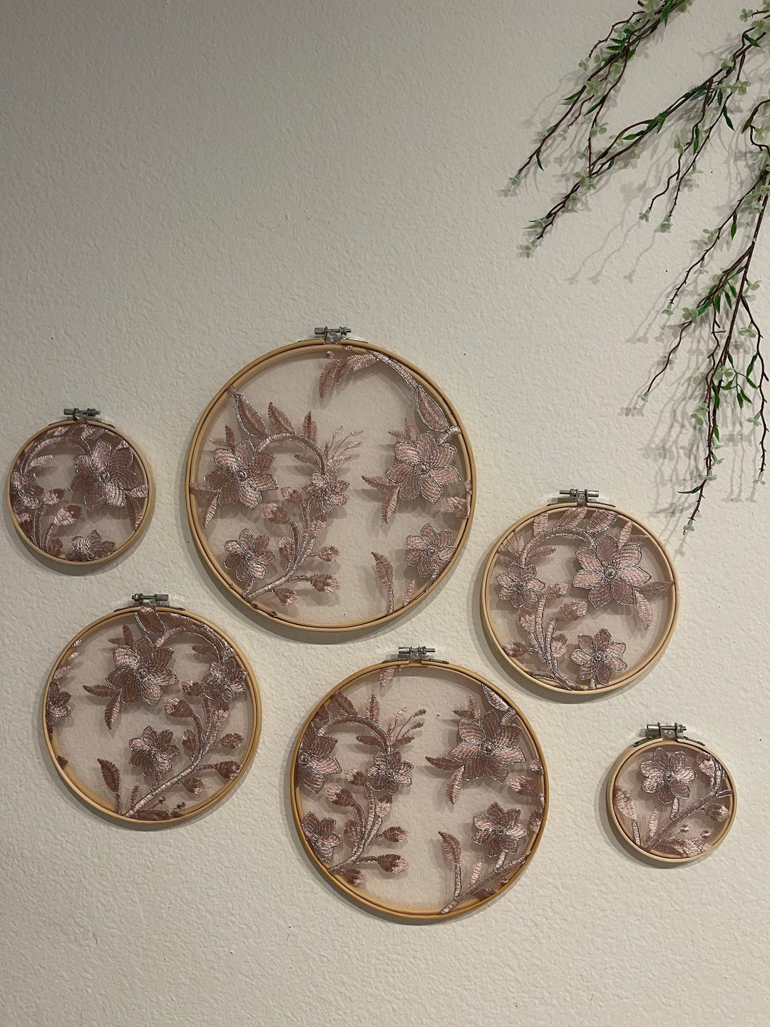 Embroidery Wall Decor Wall Art Wall Hangings Decorations Flowers Wall ...