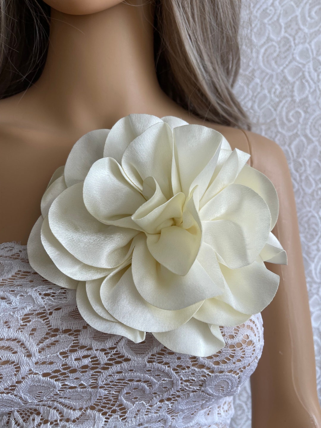 Large Ivory Flower Pin Bridal Flower Brooch Pin Wedding Accessories ...