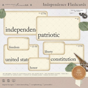 Independence Day Flashcards, Snippets, Patriotic, Antiqued, July 4th ...