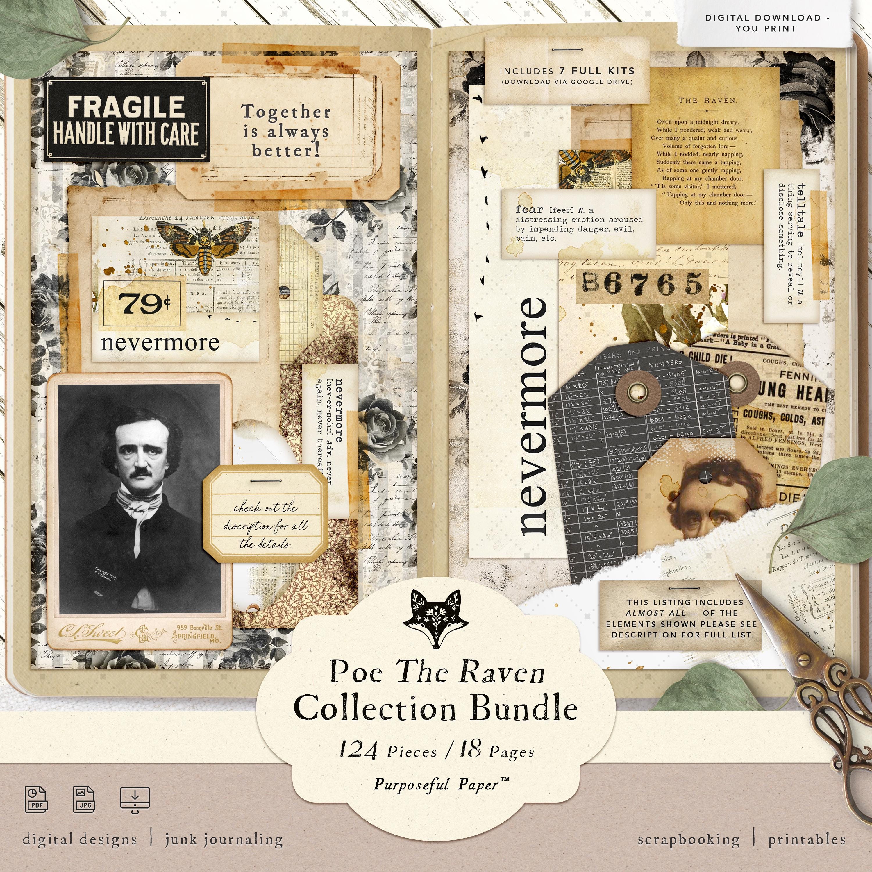 Poe the Raven Collection Bundle | 7 Printable Junk Journal Kits | 124 ...