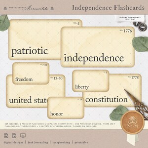 Independence Day Flashcards, Snippets, Patriotic, Antiqued, July 4th ...
