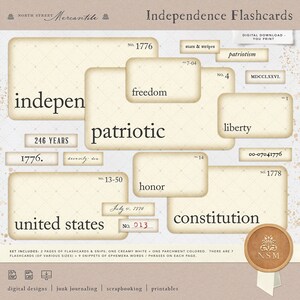 Independence Day Flashcards, Snippets, Patriotic, Antiqued, July 4th ...