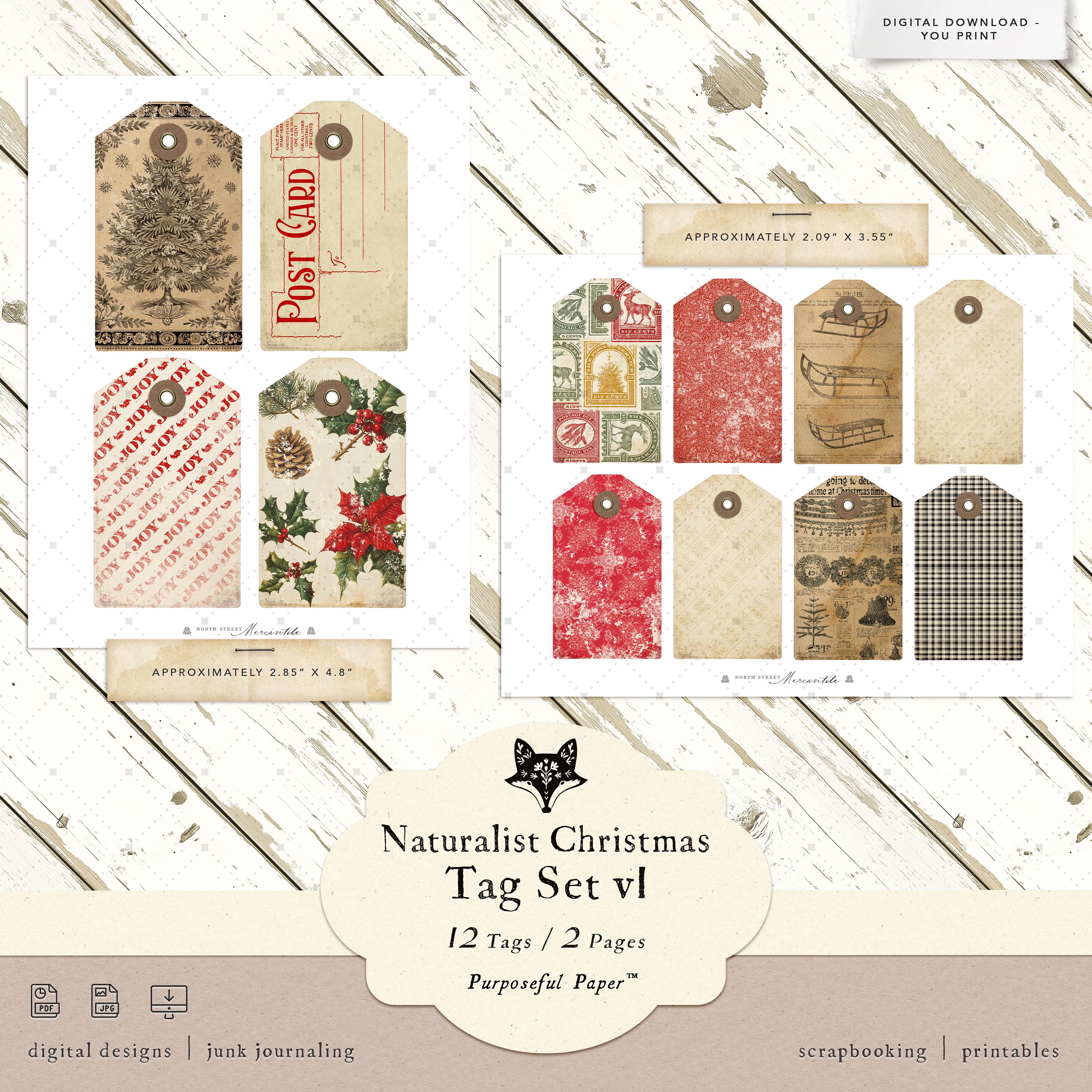 Naturalist Christmas Tags V1 | Printable Vintage Holiday Junk Journal ...