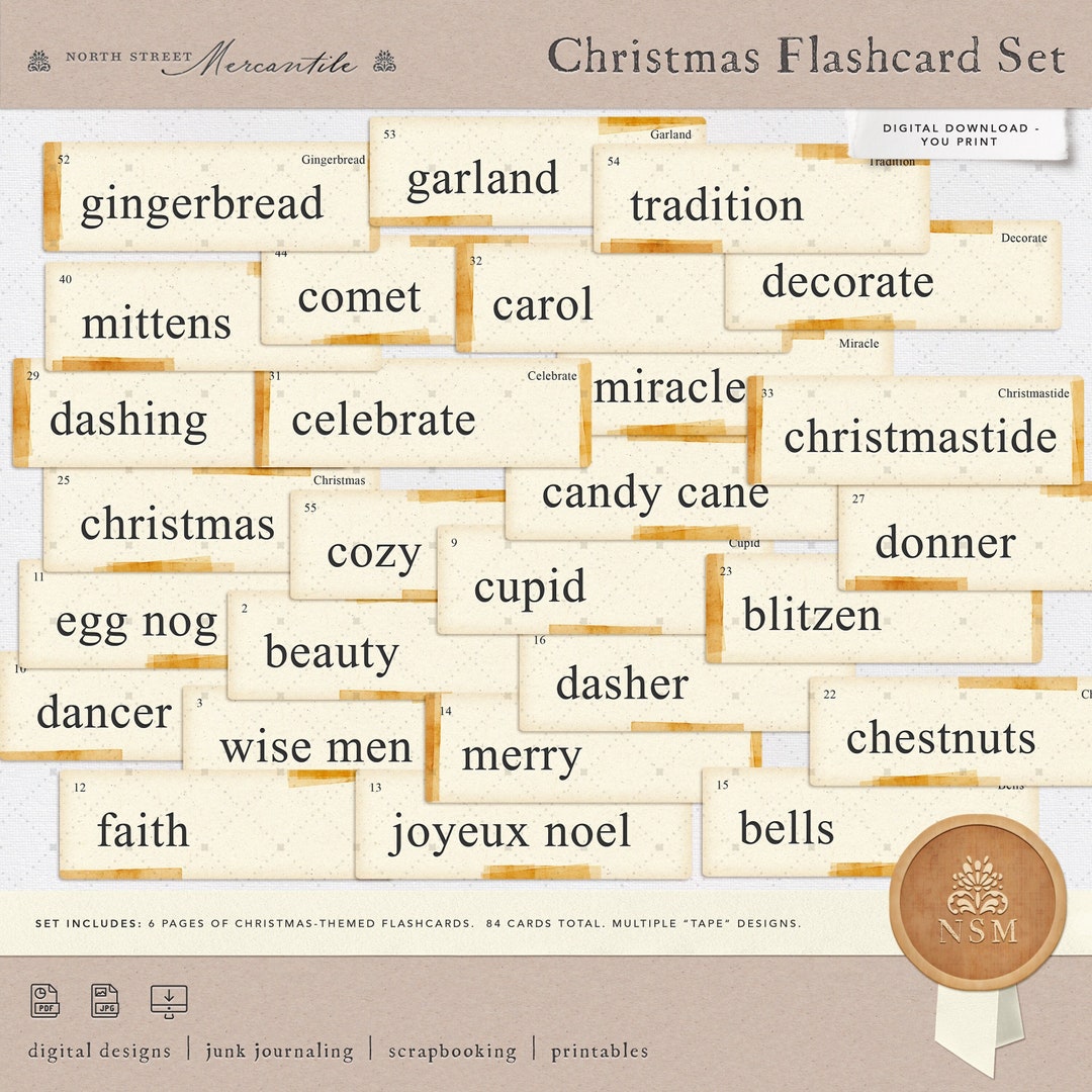 84-mega Pack Christmas Flashcards, Antiqued, Winter, Traditional, Junk ...