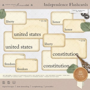 Independence Day Flashcards, Snippets, Patriotic, Antiqued, July 4th ...