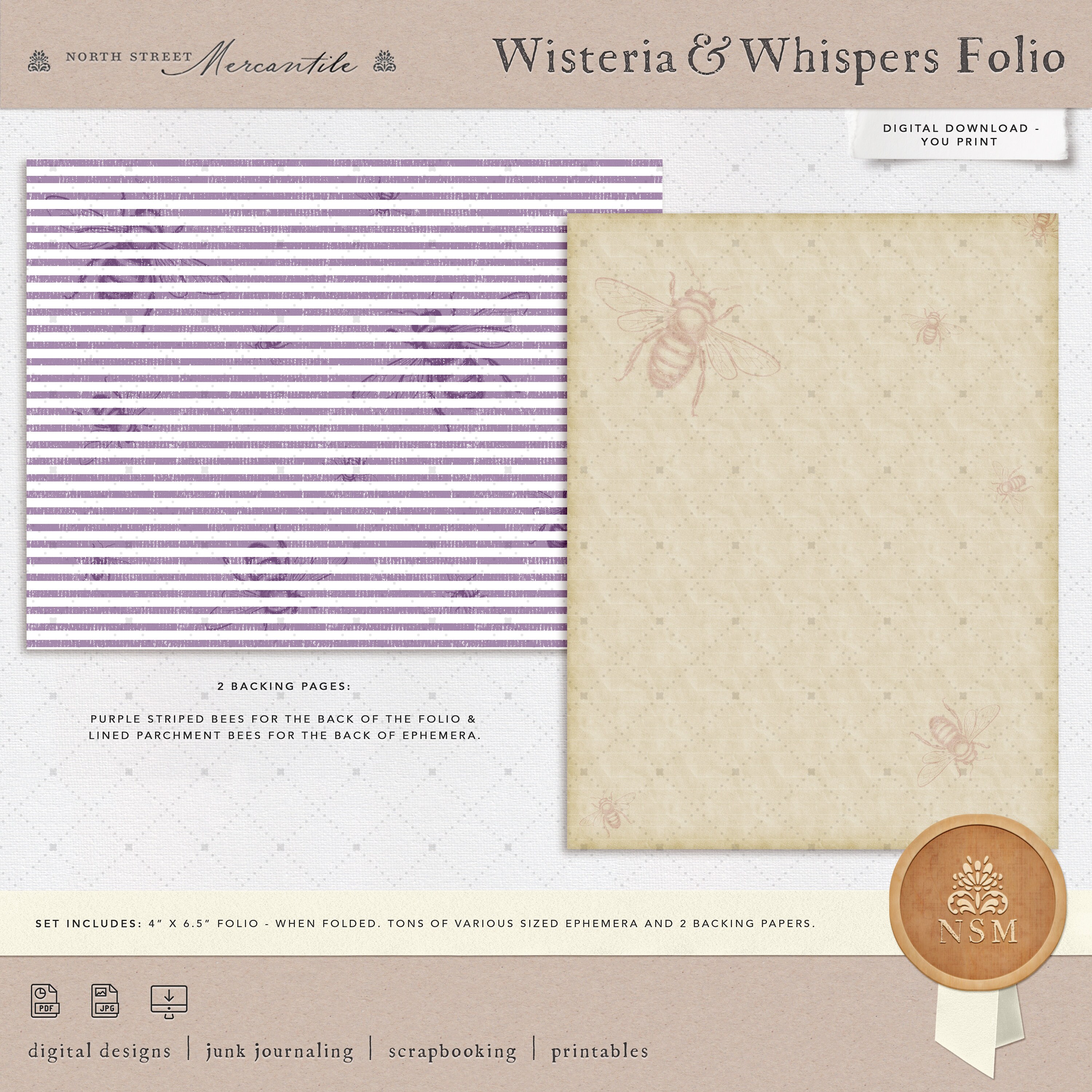 Wisteria & Whispers Folio Set, Regency Era Lavender, Junk Journal Kit ...