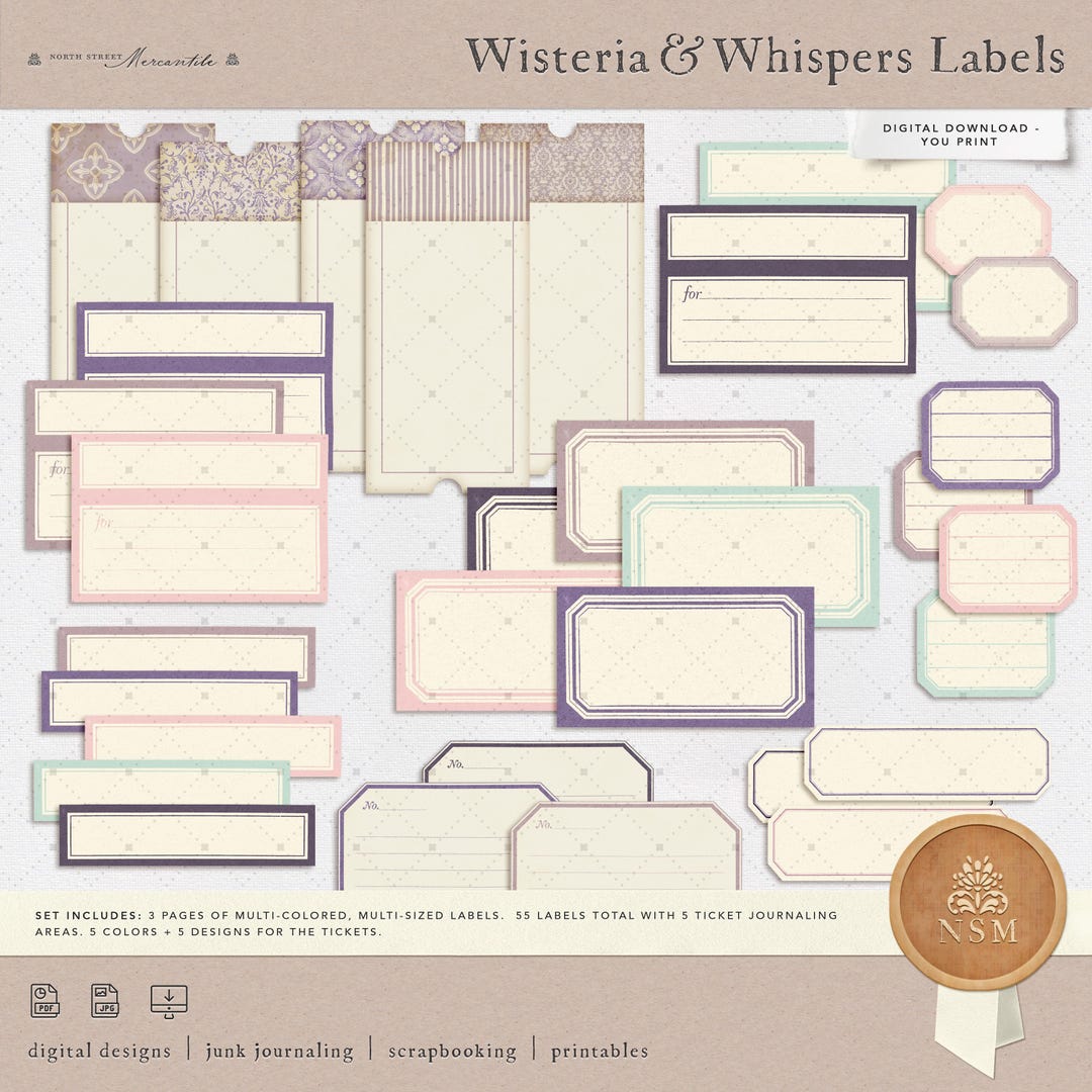 Regency-inspired Printable Labels – Digital Download in Soft Lavender ...
