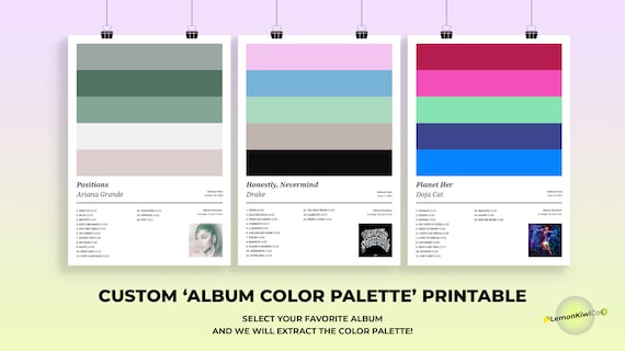 Personalised Custom 'album Color Palette' Printable - Etsy