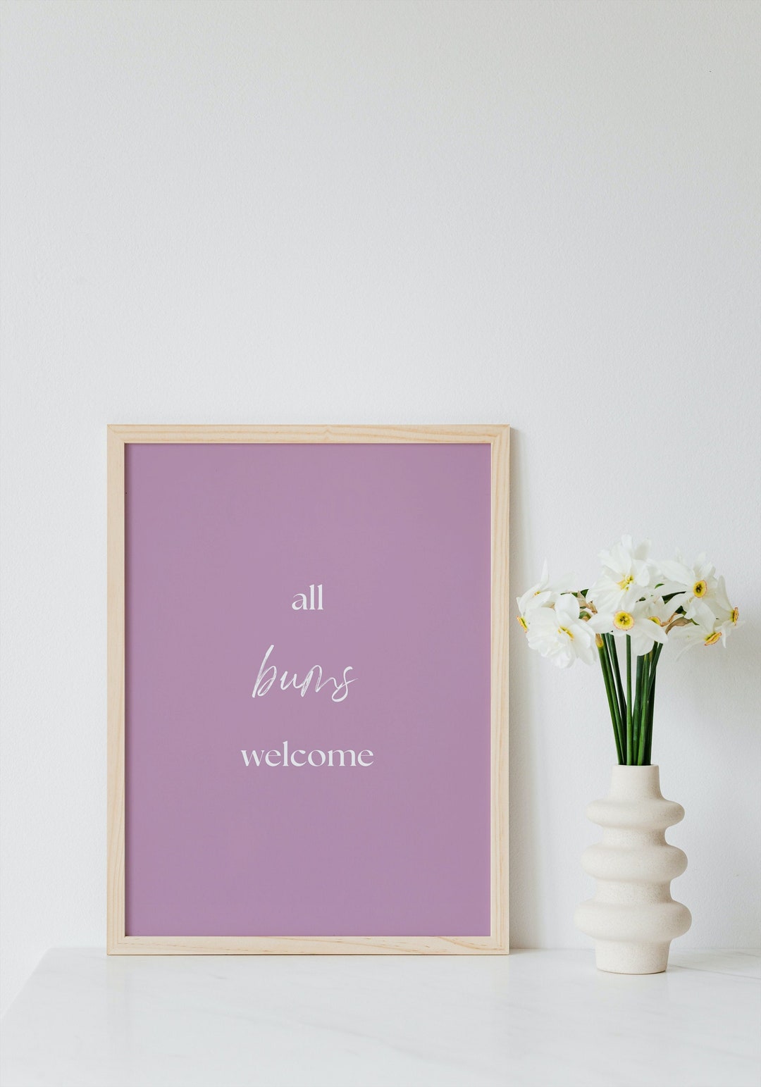 All Bums Welcome Printable Poster Instant Download, Retro Bathroom Wall ...