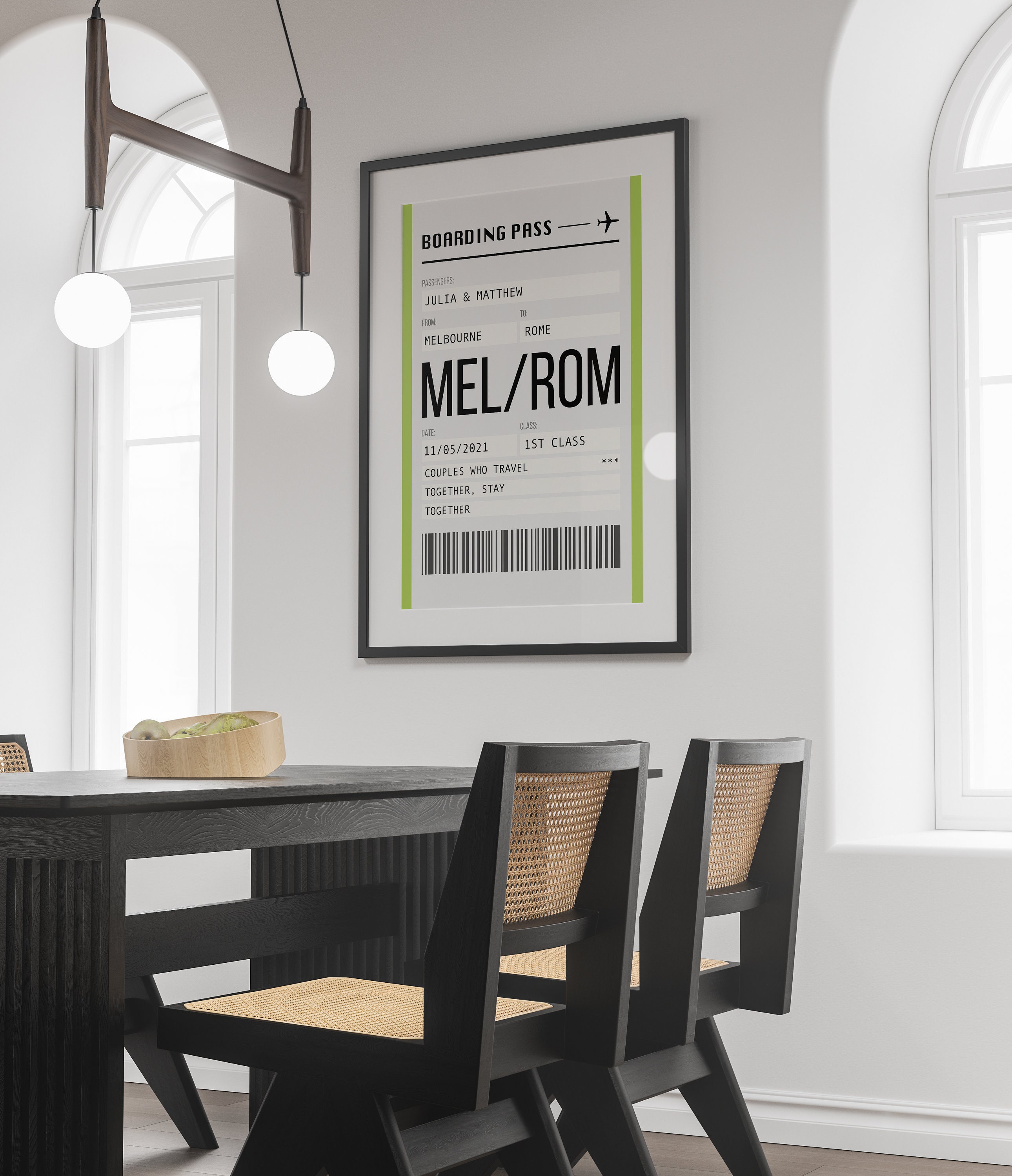 Personalised Boarding Pass Digital Print, Custom Flight Ticket ...