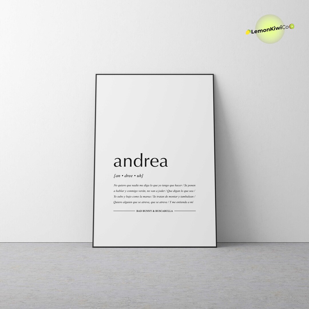 Andrea - Bad Bunny 'lyric' Printable, Digital Song Print, Latin ...