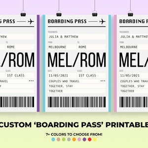 Personalised Boarding Pass Digital Print, Custom Flight Ticket ...