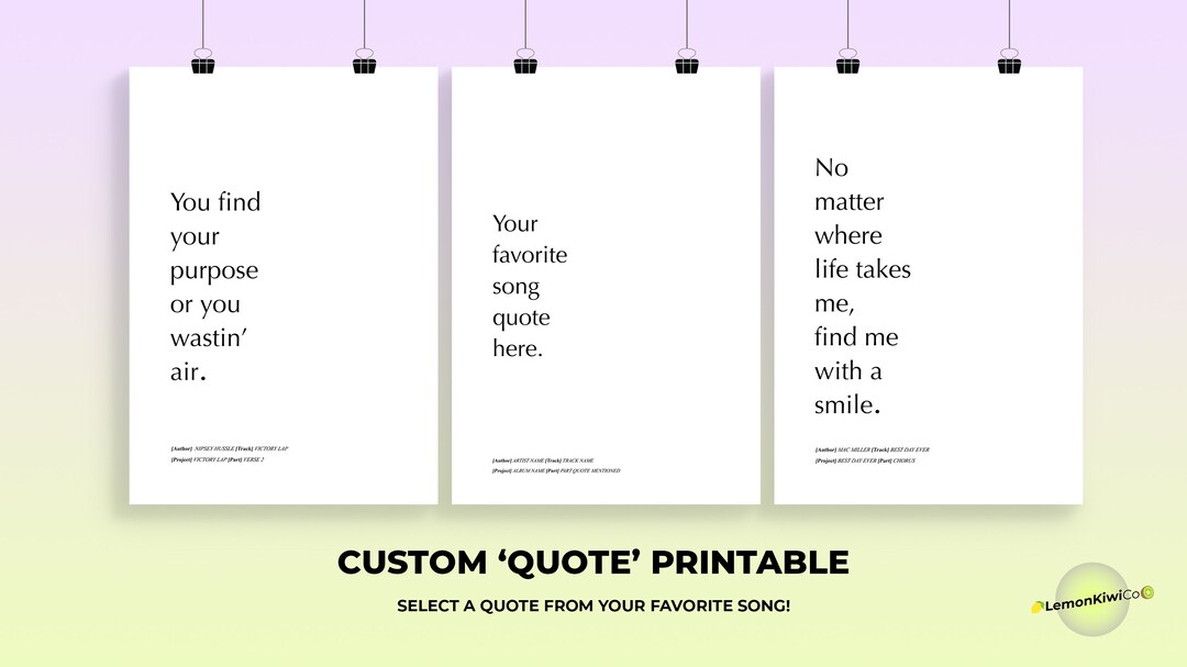 Personalised Custom 'quote' Printable Digital - Etsy