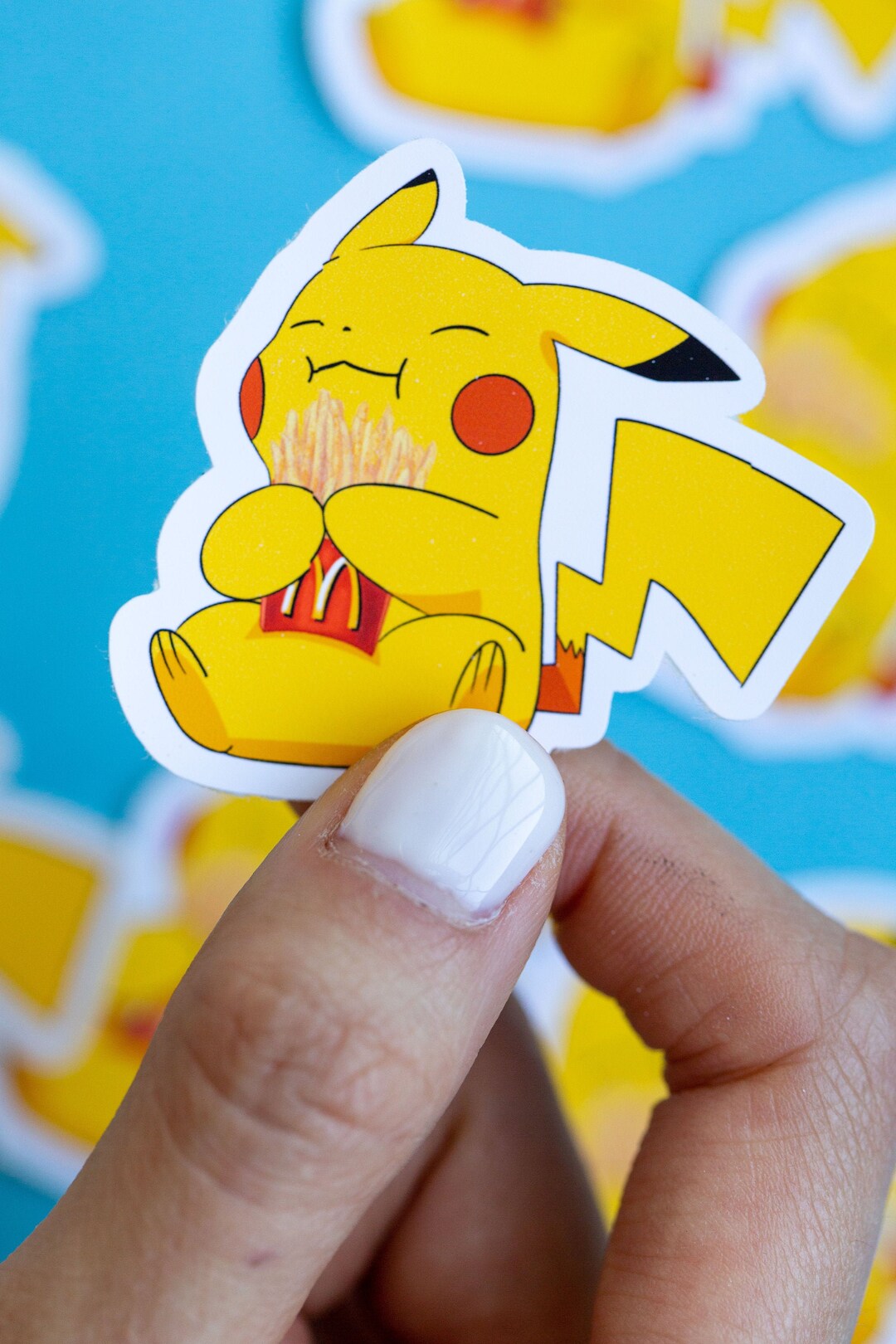 Pikachu Loves Fries | Pokemon Sticker | - Etsy