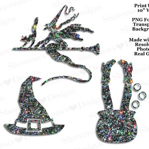 Halloween Clip Art Black Glitter PNG Bundle - Instant Download for ...