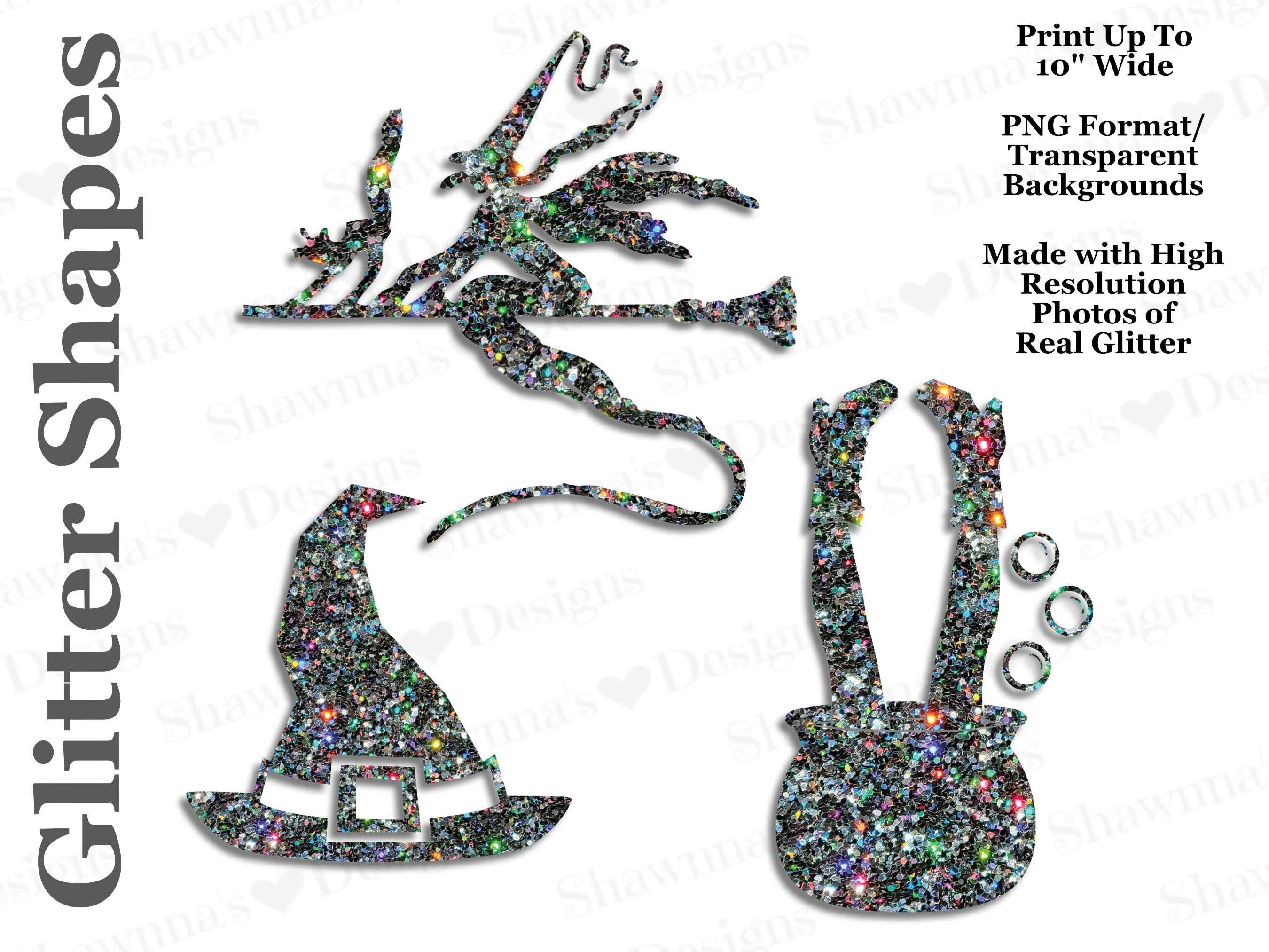 Halloween Clip Art Black Glitter PNG Bundle - Instant Download for ...