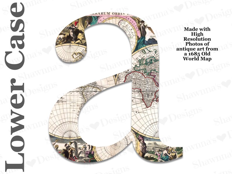 Old World Map From 1685 Alphabet, Numbers & Symbols Clipart Overlays ...