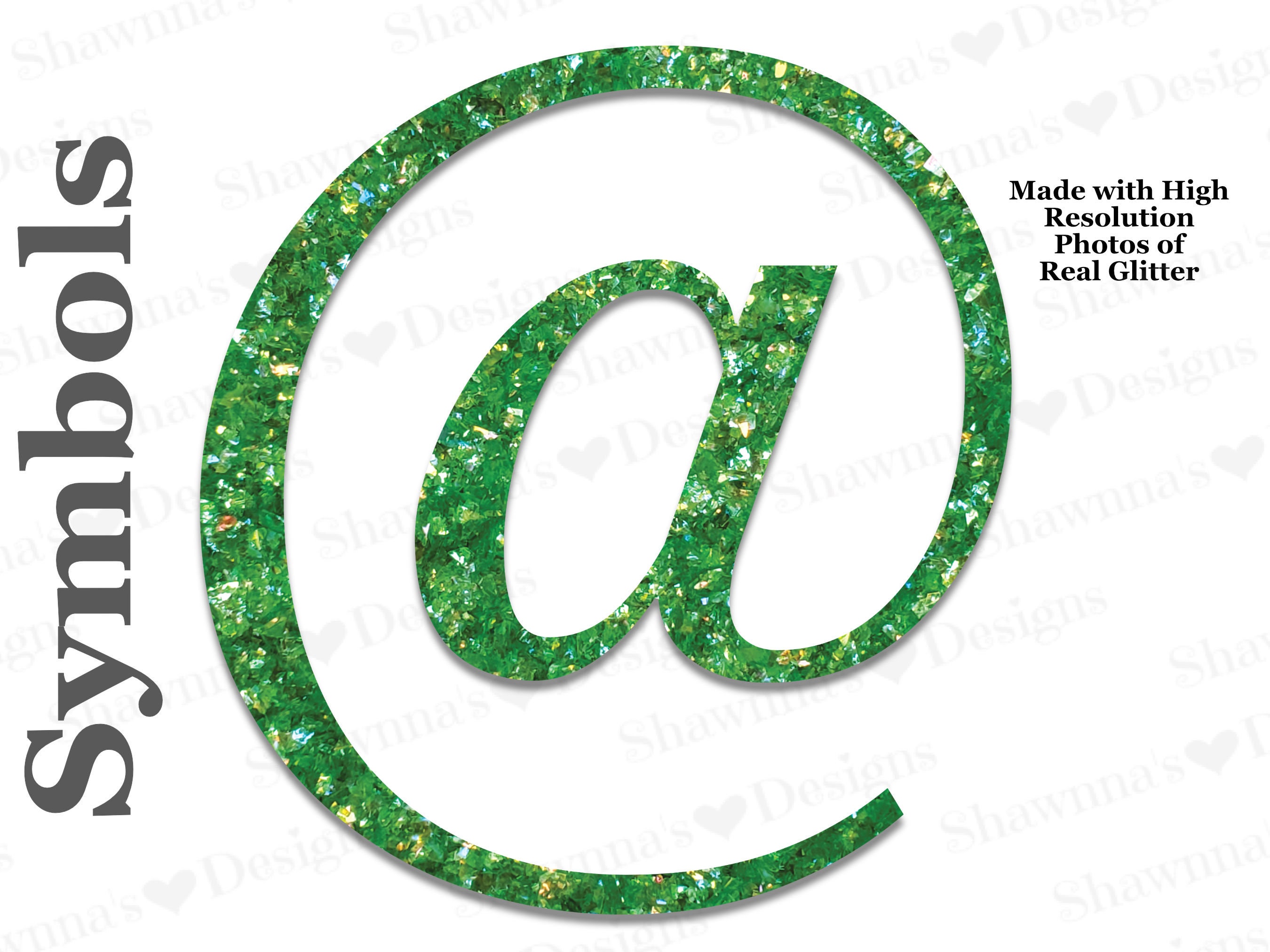 Green Chunky Iridescent Glitter Alphabet, Numbers & Symbols Clipart - Etsy