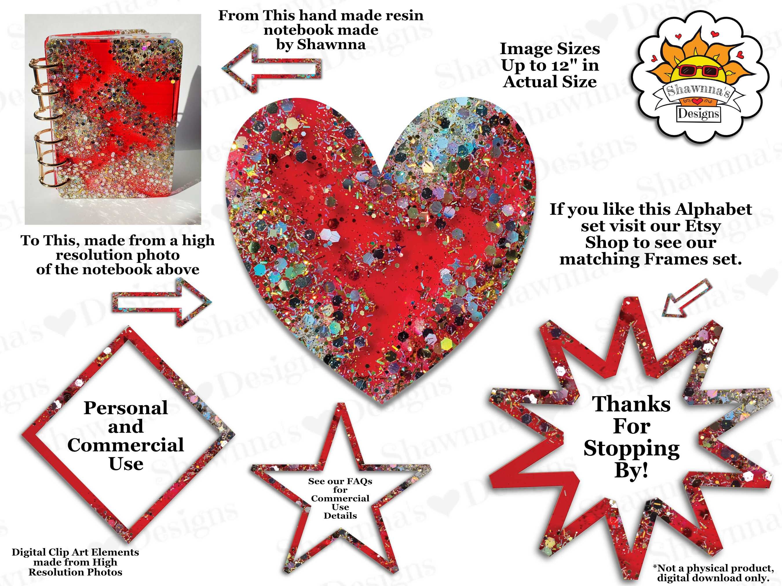 Red Resin Glitter Alphabet, Numbers & Symbols Clipart - Etsy