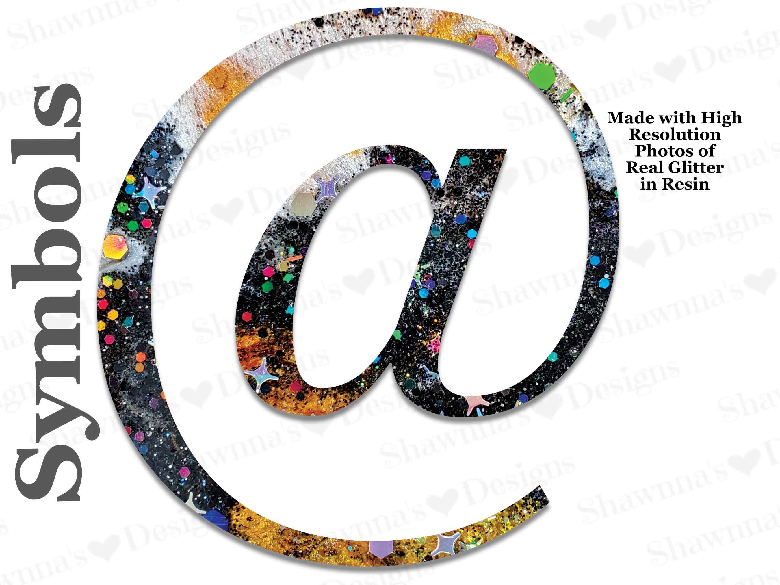 Black and Gold Glitter Resin Alphabet, Numbers & Symbols Clipart Design ...