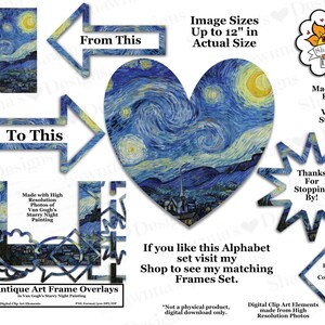 Van Gogh Starry Night Alphabet, Numbers & Symbols Clipart Overlays ...