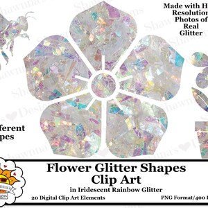 Rainbow Glitter Flower Shapes Clipart Overlays Design Elements Set - Etsy