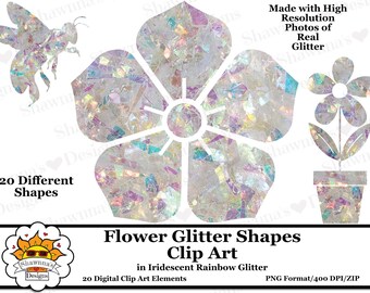 Pink and Gold Glitter Resin Flower Shapes Clipart Overlays Design ...