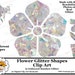 Rainbow Glitter Flower Shapes Clipart Overlays Design Elements Set - Etsy