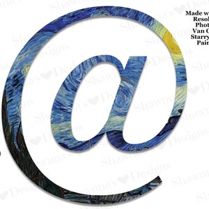 Van Gogh Starry Night Alphabet, Numbers & Symbols Clipart Overlays ...