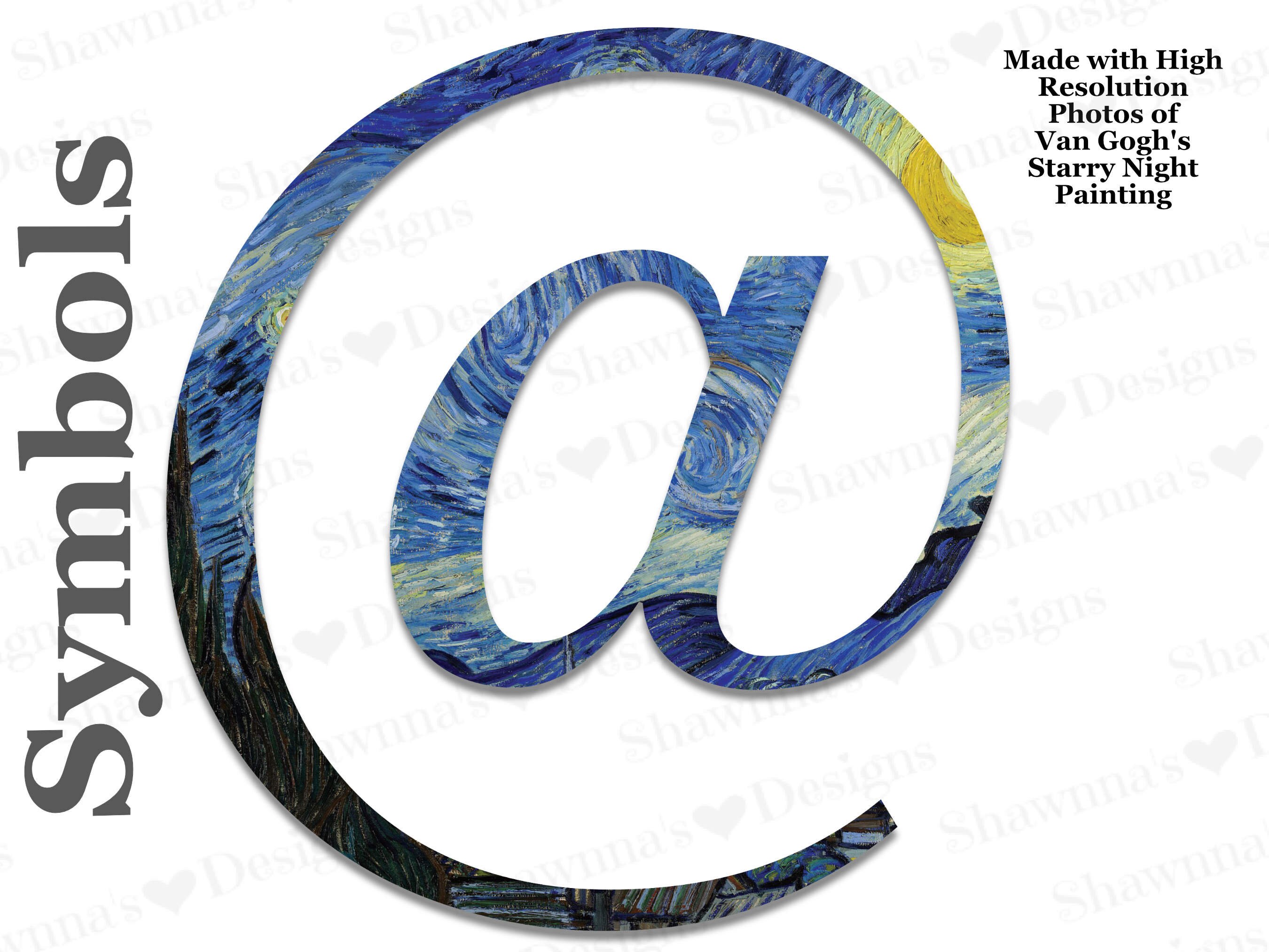 Van Gogh Starry Night Alphabet, Numbers & Symbols Clipart Overlays ...