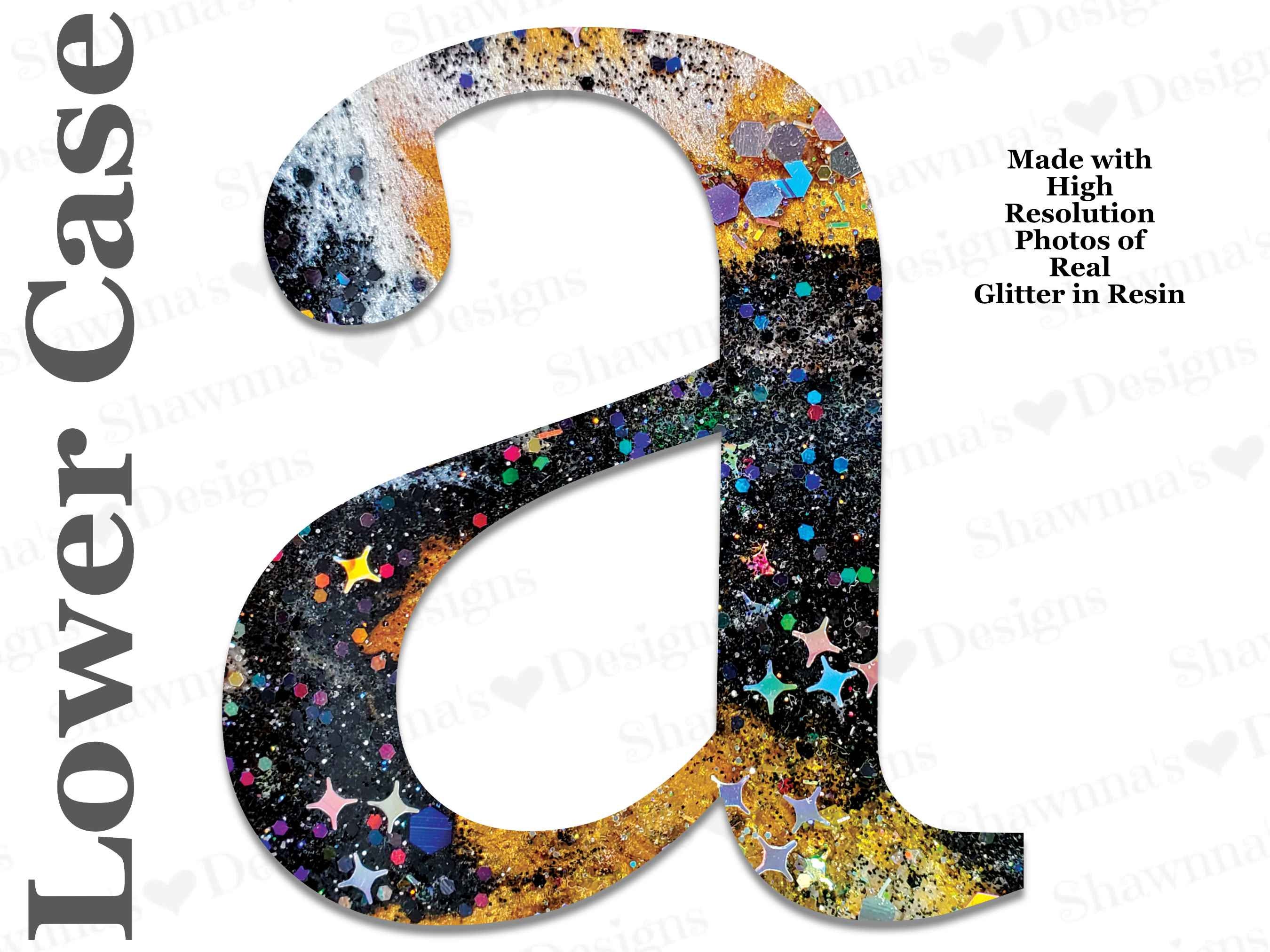 Black and Gold Glitter Resin Alphabet, Numbers & Symbols Clipart Design ...