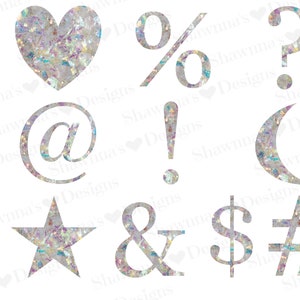 Rainbow Glitter Alphabet, Numbers & Symbols Clipart - Etsy