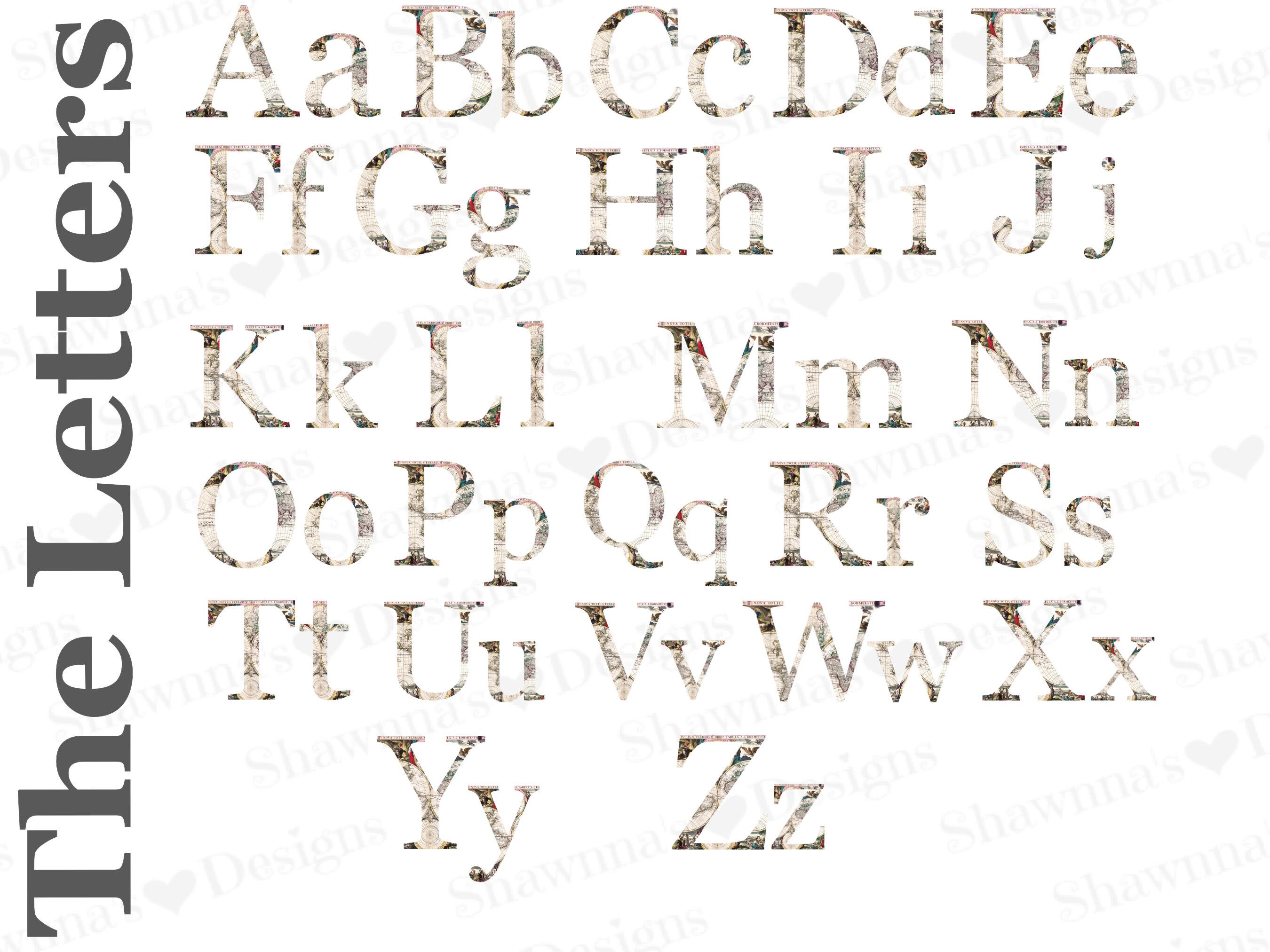 Old World Map From 1685 Alphabet, Numbers & Symbols Clipart Overlays ...