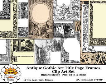 Antique Art Title Page Frames Clip Art Set Volume 1 KDP Interior Bundle ...