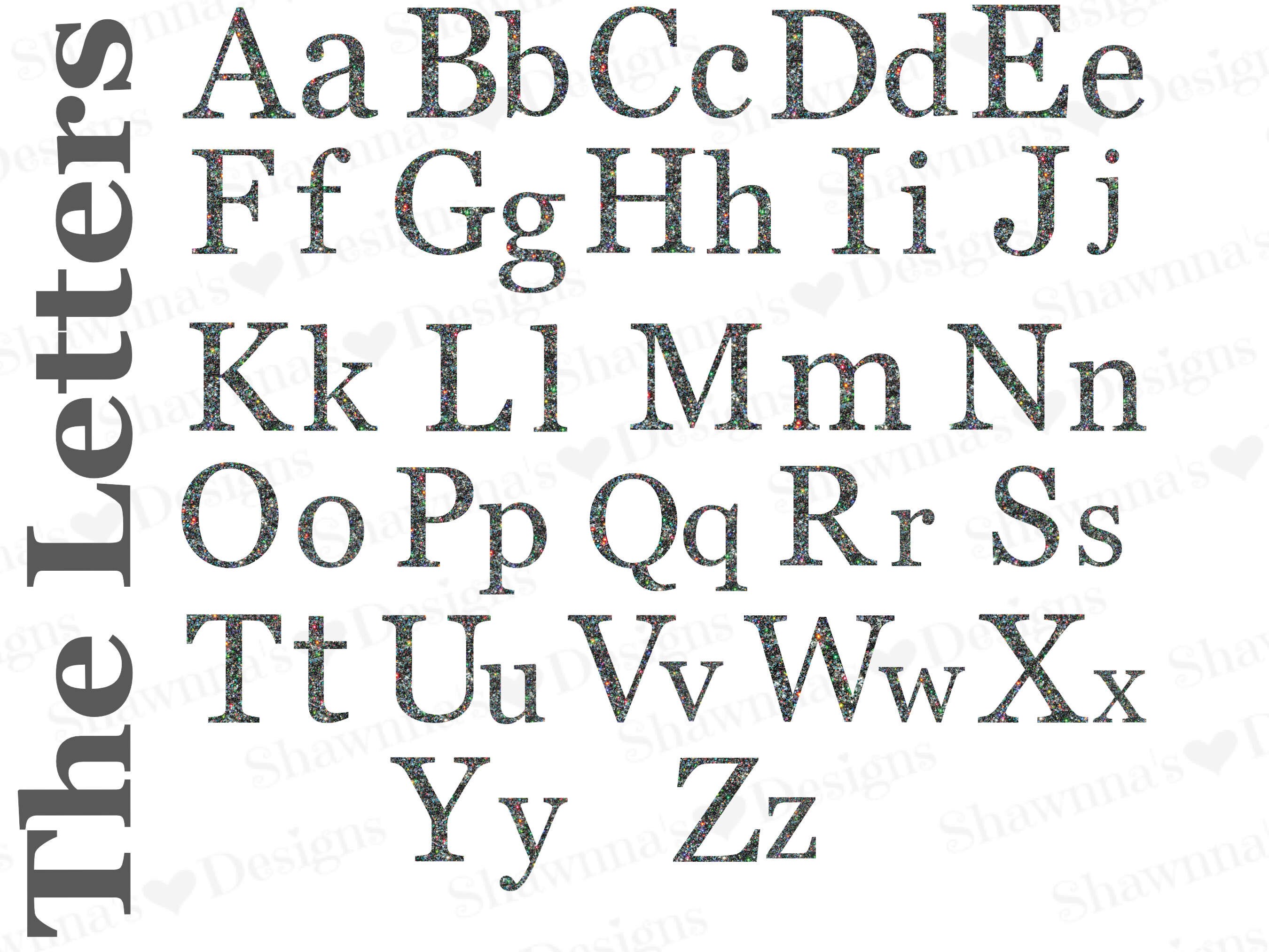 Black Holographic Glitter Alphabet, Numbers & Symbols Clipart - Etsy