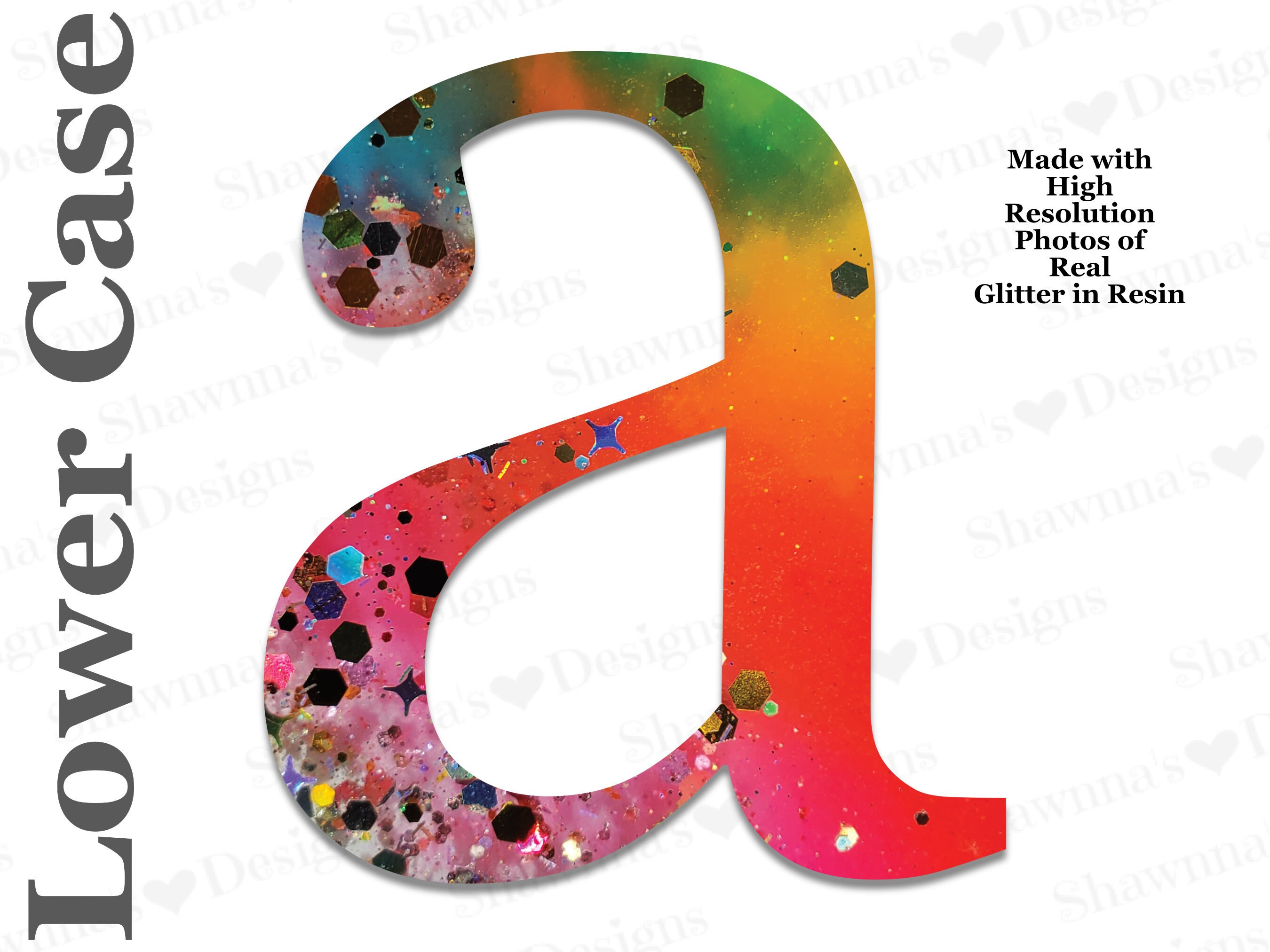 Neon Rainbow Glitter Resin Alphabet, Numbers & Symbols Clipart Overlays ...