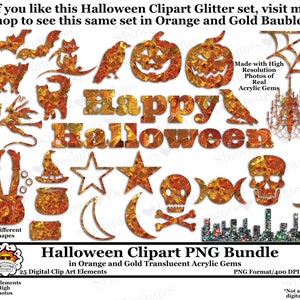 Halloween Clip Art Black Glitter PNG Bundle - Instant Download for ...