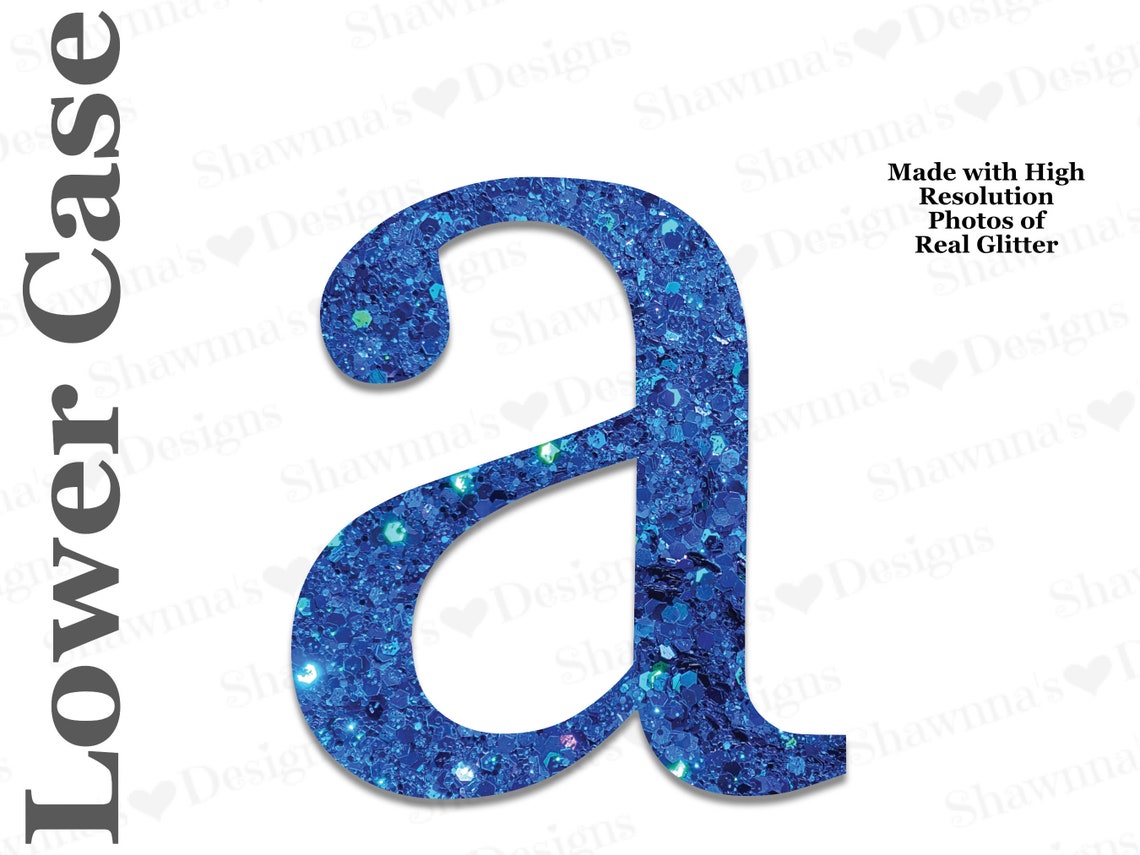 Blue Holographic Glitter Alphabet, Numbers & Symbols Clipart - Etsy