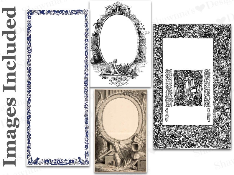 Antique Art Title Page Frames – Clip Art Set – Volume 2 - KDP Bundle - Etsy