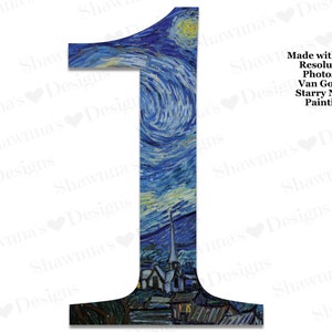 Van Gogh Starry Night Alphabet, Numbers & Symbols Clipart Overlays ...