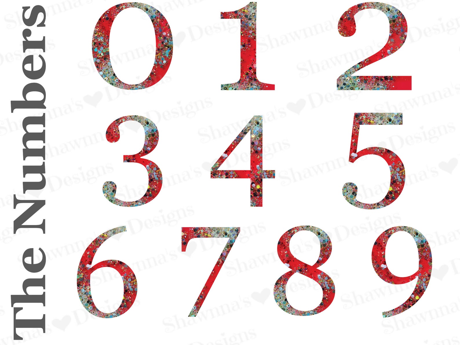 Red Resin Glitter Alphabet, Numbers & Symbols Clipart - Etsy