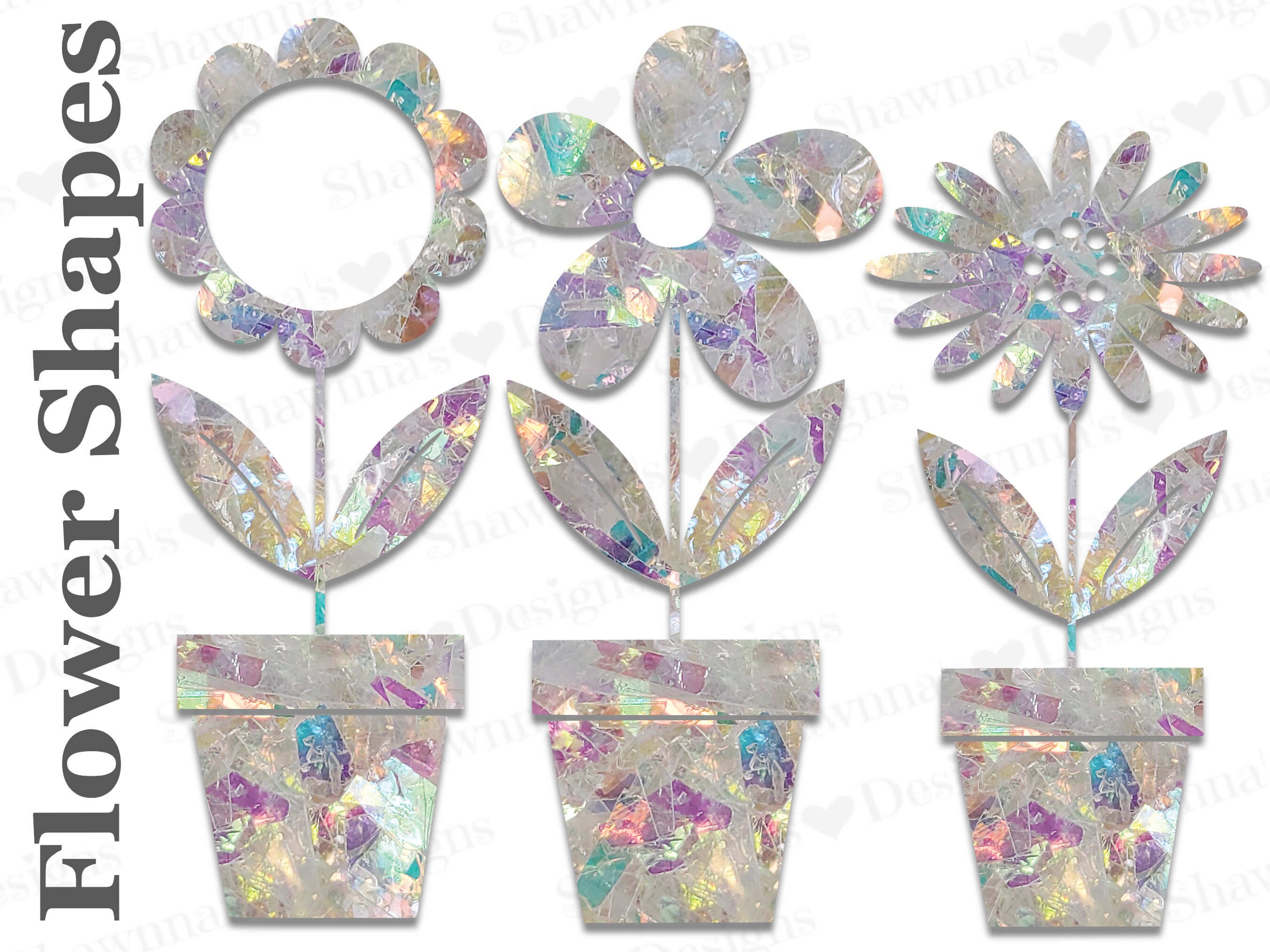 Rainbow Glitter Flower Shapes Clipart Overlays Design Elements Set - Etsy