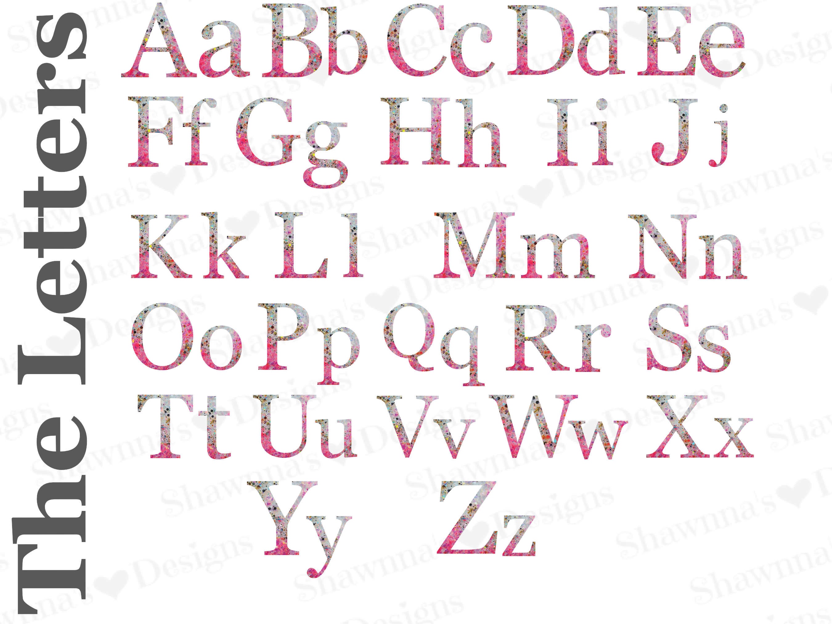 Pink and Gold Glitter Resin Alphabet, Numbers, & Symbols Clipart ...