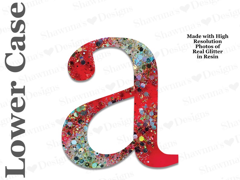 Red Resin Glitter Alphabet, Numbers & Symbols Clipart - Etsy