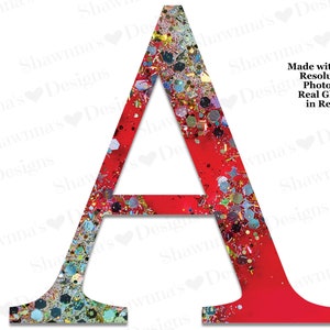 Red Resin Glitter Alphabet, Numbers & Symbols Clipart - Etsy